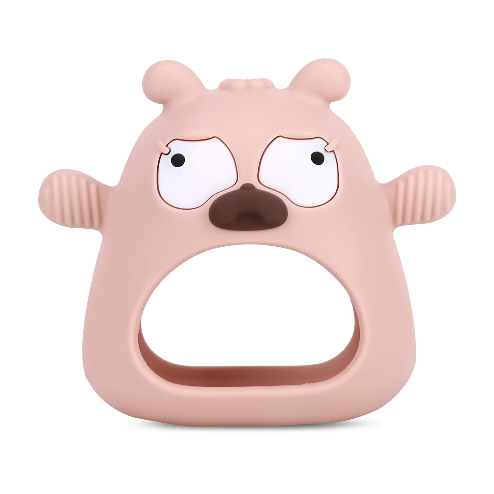 Teething Toys for Babies 0-6-12 Months, Baby Teether Never Drop Baby Teether for Teething Relief, Silicone Baby Hand Mittens with Sucking Need Pacifier, Baby Chew Toys for Breast Feeding (Pink)