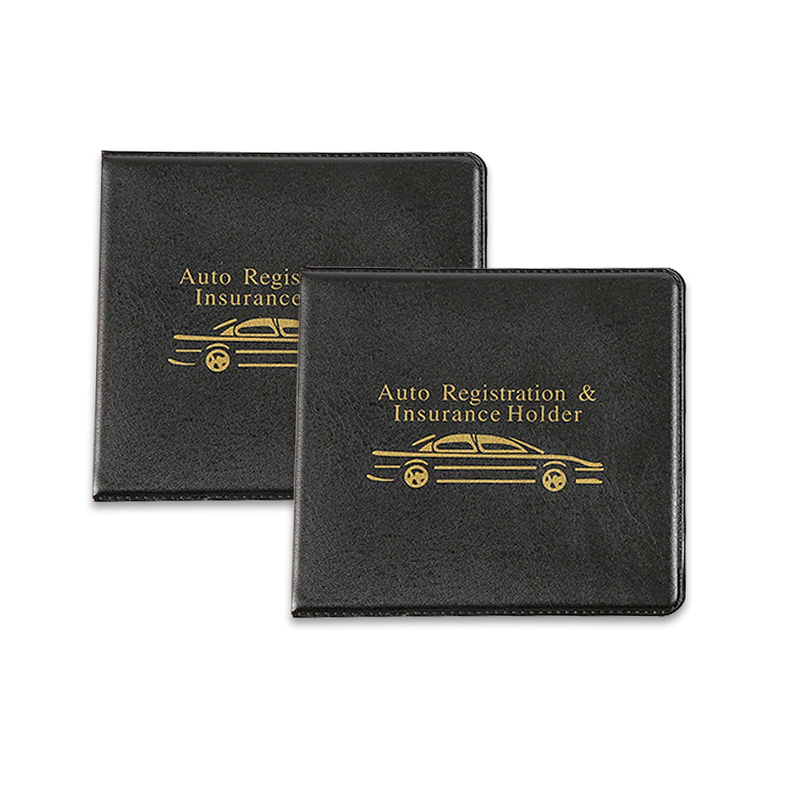 GKmow 2 PCS Car Registration Insurance Card Holder, Document Holder, PU Leather Case for ID, Driver's License, Key Contact Information Cards, Vehicle Paperwork Organizer (Black & Yellow)