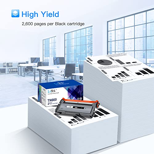 LxTek Compatible Toner Cartridge Replacement for Brother TN660 TN-660 TN630 TN-630 to Compatible with HL-L2300D HL-L2380DW HL-L2340DW HL-L2320D DCP-L2540DW MFC-L2740DW Printer(2 Black), High Yield