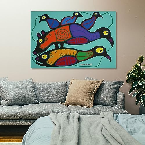 Norval Morrisseau Prints Loon Spirits Transforming Poster Gifts Canvas Painting Poster Wall Art Decorative Picture Prints Modern Decor Framed-unframed 16x24inch(40x60cm)