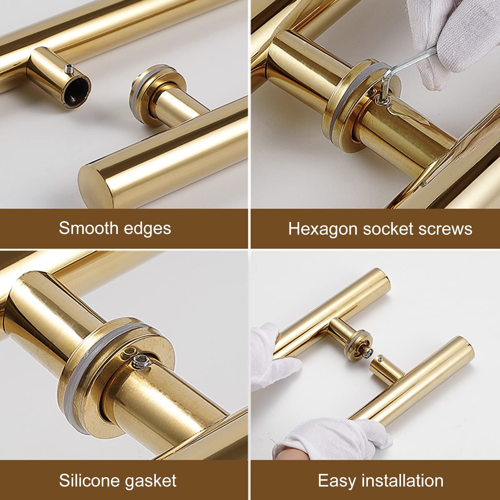 SUCHETA Modern Barn Door Handles Heavy Duty Commercial Grade Push Pull Handles Double Sided,Stainless Steel Door Grab for Interior and Exterior Door