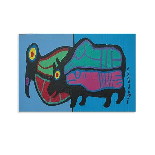Norval Morrisseau Prints Loon, Fish Worlds Poster Poster Cool Artworks Painting Wall Art Canvas Prints Hanging Picture Home Decor Posters Gift Idea 12x18inch(30x45cm)