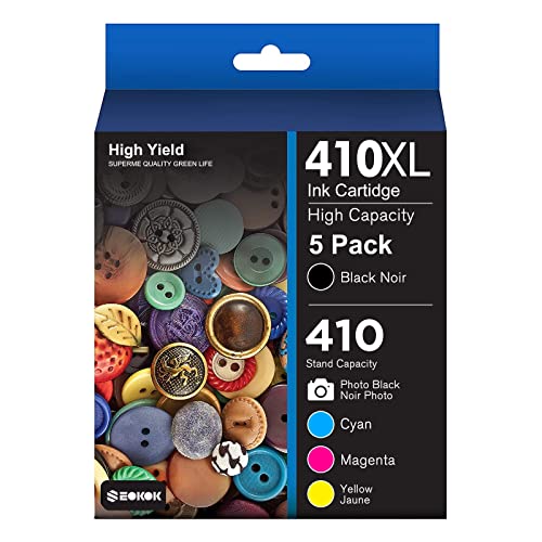 410XL Ink Cartridge Replacement for Epson 410 T410 Ink for Remanufactured Expression XP-7100 XP-830 XP-640 XP-630 XP-530 XP-635 Printer (Black, Cyan, Magenta, Yellow, Photo Black) 5 Pack