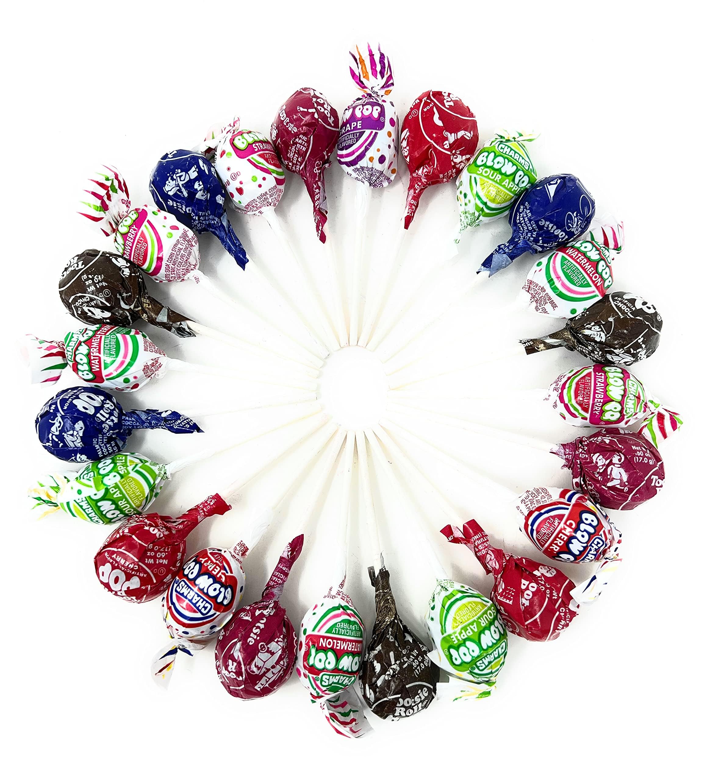 Assorted Charms Blow Pops & Tootsie Pops Bulk Candy Suckers Variety Value Pack 1 Lb (16 Oz)