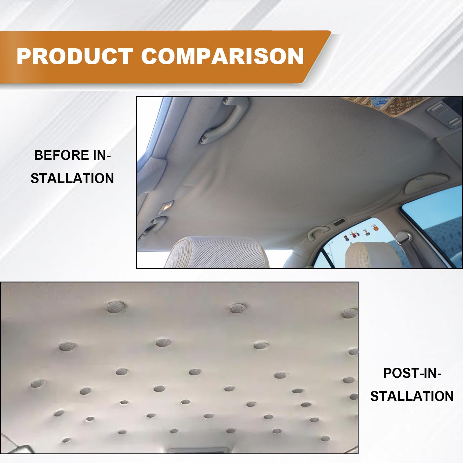Car Roof Headliner Repair Kit Rivets Repair Button Interior Ceiling Cloth Fixing Repair Buckle with Installation Tool 60Pcs (Grey Grid)