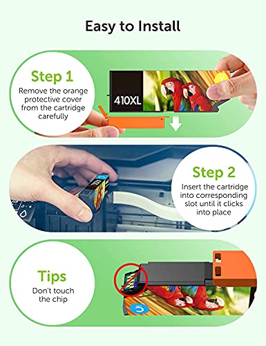 410XL Ink Cartridge Replacement for Epson 410 T410 Ink for Remanufactured Expression XP-7100 XP-830 XP-640 XP-630 XP-530 XP-635 Printer (Black, Cyan, Magenta, Yellow, Photo Black) 5 Pack