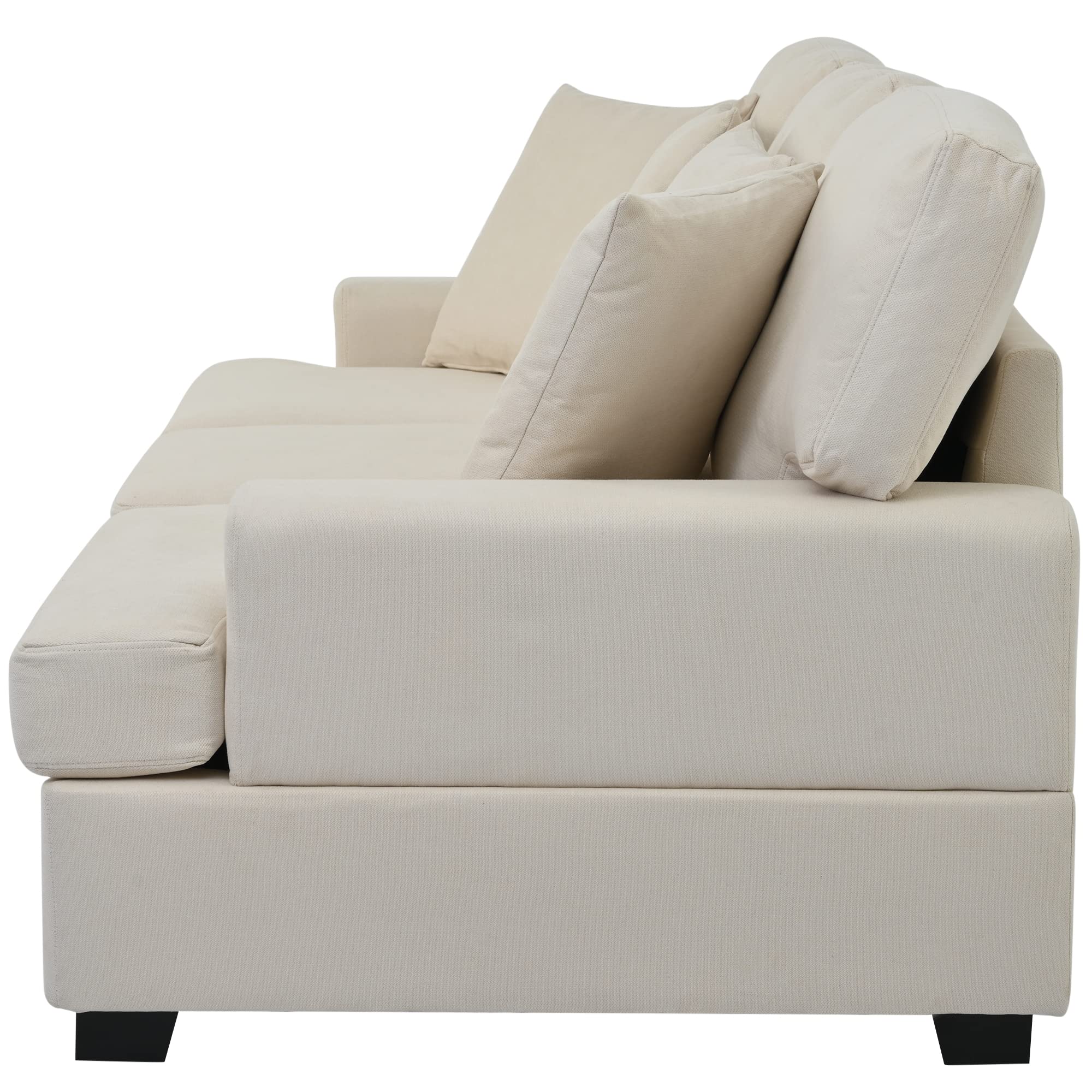 Merax Sofa with Removable Back and Seat Cushions and 4 Comfortable Pillows, Beige