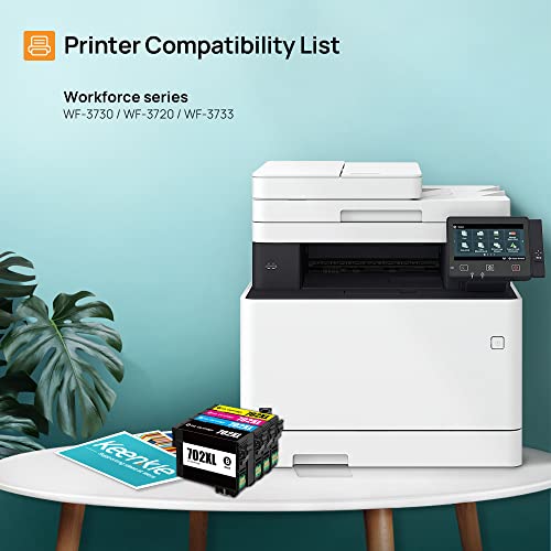 702 702XL Ink Cartridge Replacement for Epson 702 XL 702XL T702XL to use with Workforce Pro WF-3720 WF-3730 WF-3733 Printer with New Upgraded Chips (1 Black, 1 Cyan, 1 Magenta, 1 Yellow)