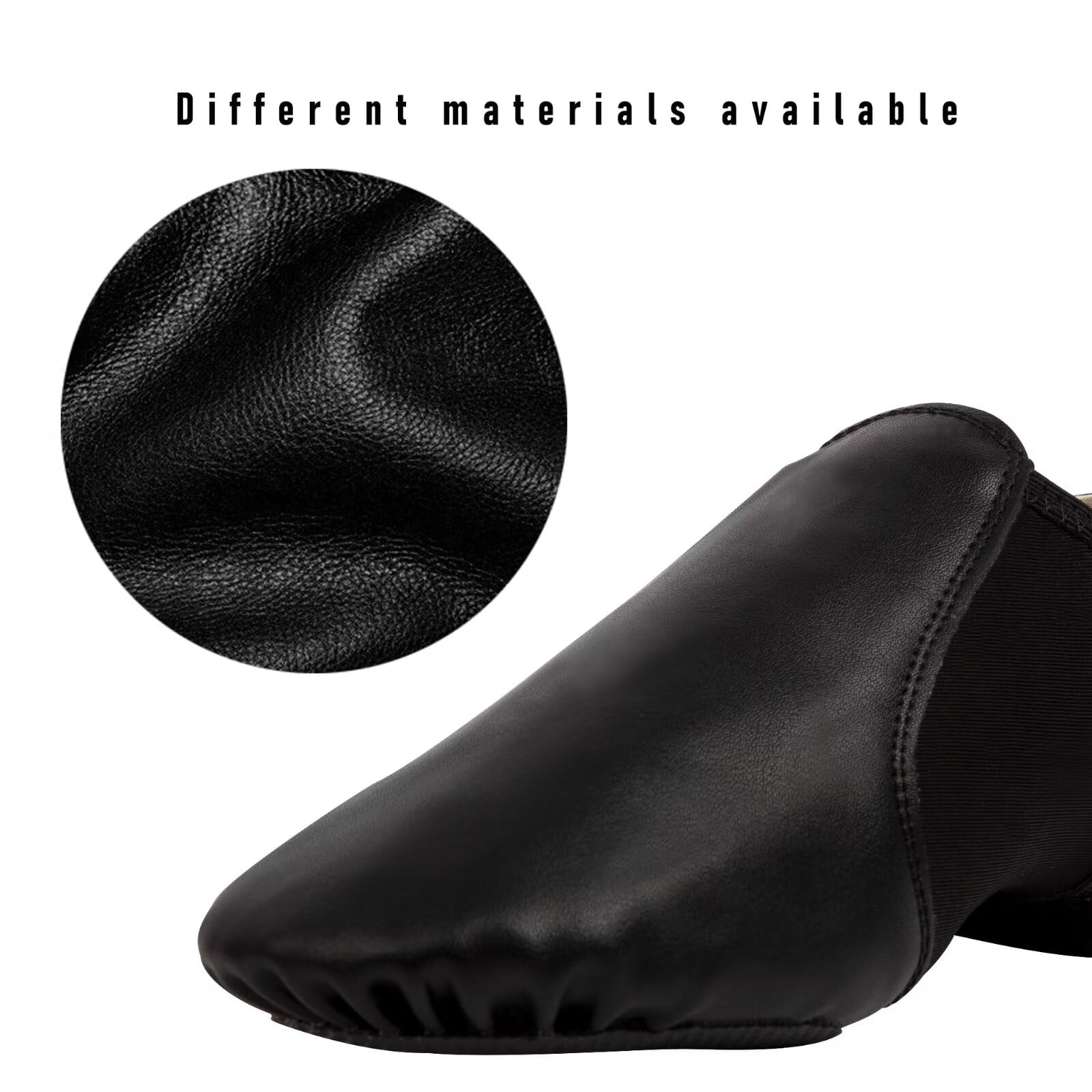 Asyusyu 100% Cowhide Leather Jazz Shoes for Girls,Pointed Toe Soft Leather Dance Slippers for Little Kid-10,Black