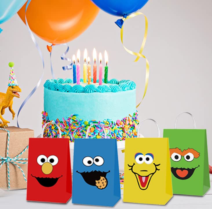 16 Packs Elmo Party Bags for Se-same Street Birthday Party Supplies, Including 4Patterns for Kids Birthday Party Decorations