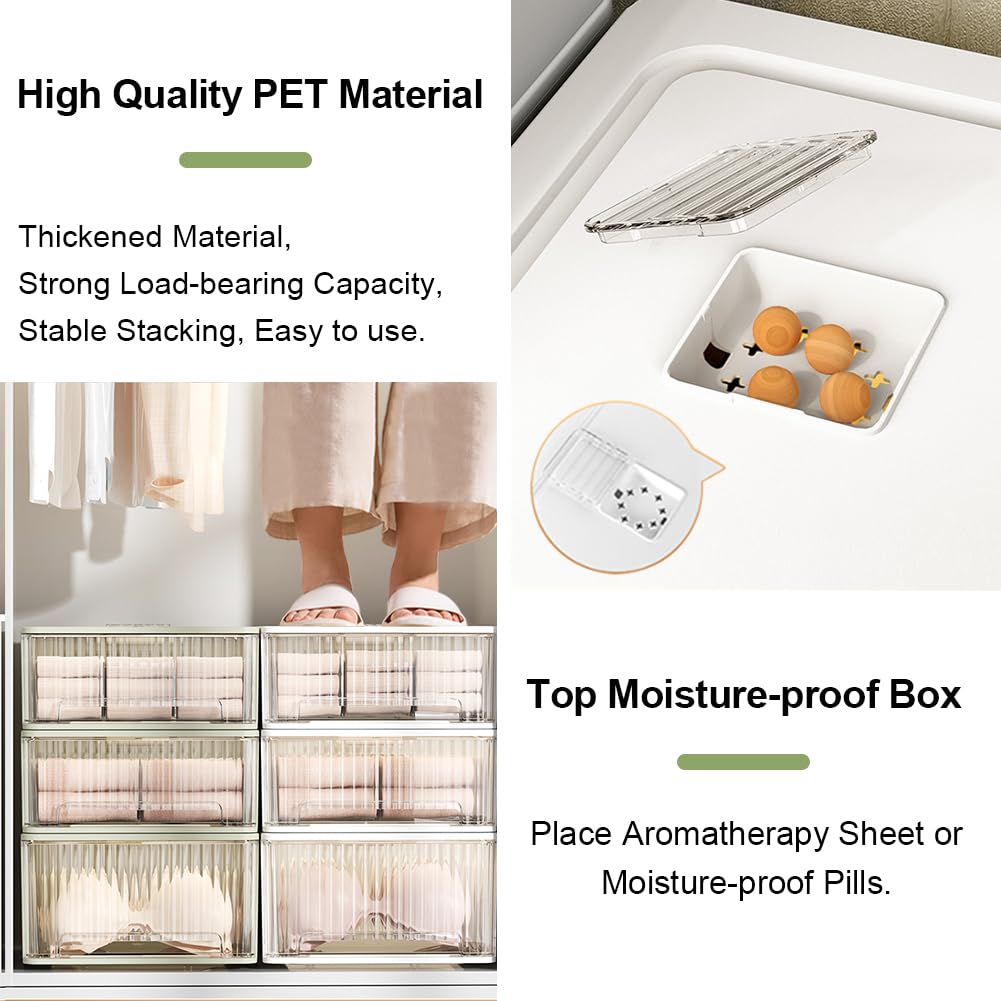 Miaocona Underwear Organizer Drawer, 1 Cell Plastic Sock Underwear Storage Drawer, Stackable Closet Organizers and Storage Box for Bras, Socks, Scarves, Ties, Belt (Placing Style, White, 1 Pcs)