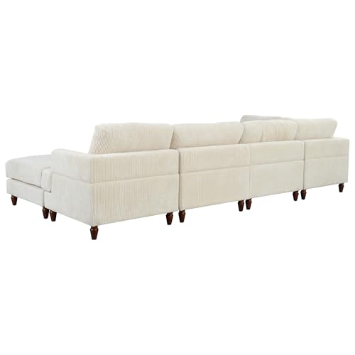 Eafurn Oversized Modular Sectional Sofa with Ottomans,6 Seater Corduroy Upholstery L Shaped Reversible Corner Couch,98" Symmetrical Convertible Sleeper Sofa & Couch Free Combination