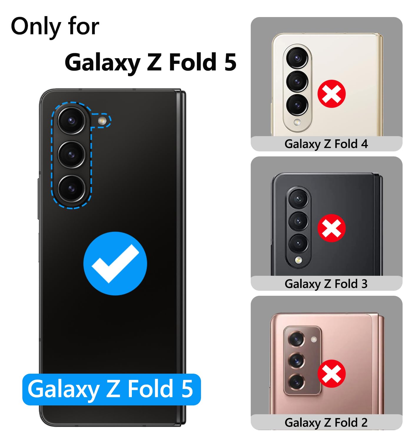 GBEE for Samsung Galaxy Z Fold 5 Case with Kickstand & Screen Protector & Card Holder & Sliding Camera Cover & Hinge Protection, Durable Rugged Stand Wallet Phone Case for Galaxy Z Fold 5 2023, Black