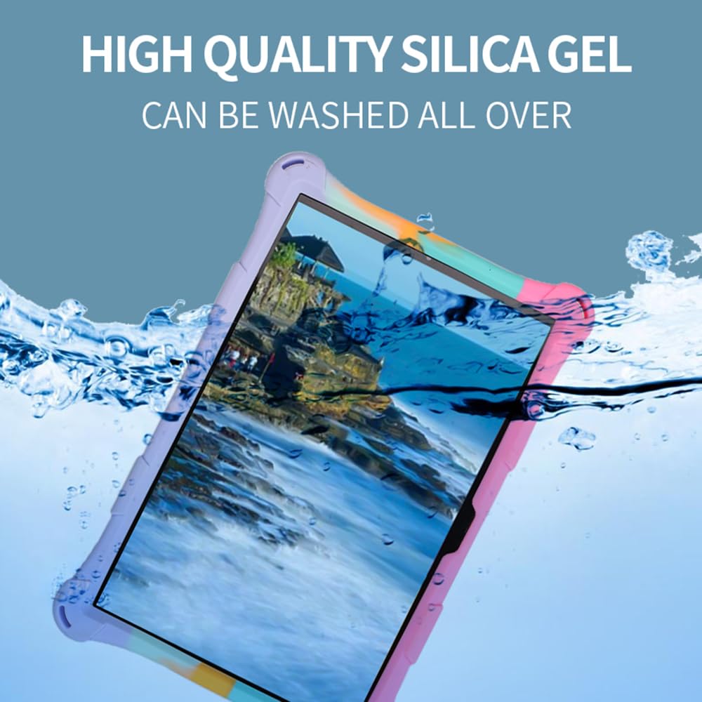 AIJAKO 10.4 Inch Silicone Case for TECLAST T40S Tablet, Protective Cover with Multi-Viewing Angles Stand Pencil Holder for TECLAST T40S/TECLAST T40 Pro/TECLAST T40/TECLAST T40 Plus/T40 5G, Pink Purple
