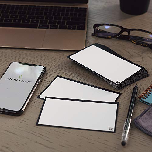 Rocketbook Cloud Cards - Eco-Friendly Reusable Index Note Cards With 1 Pilot FriXion ColorStick Pen & 1 Microfiber Cloth Included - Single Set of 80 (3" x 5")