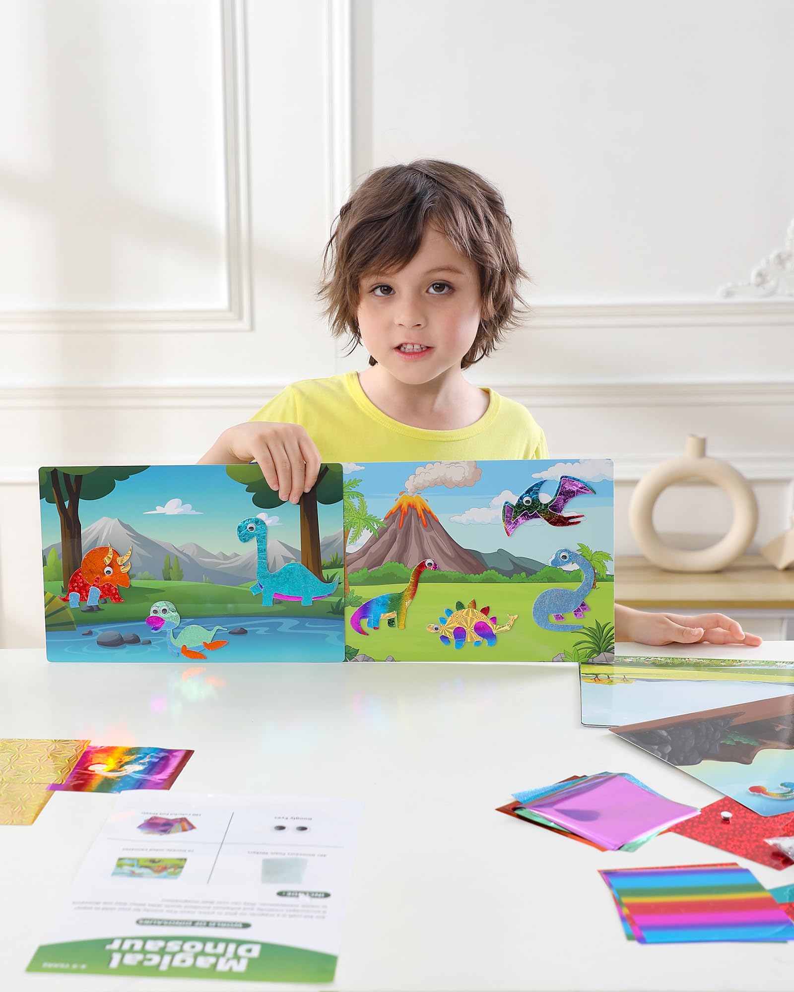 Ezelisy Foil Craft Kit for Kids - Fun Dinosaurs Art Activity for Boys Girls Ages 4-9