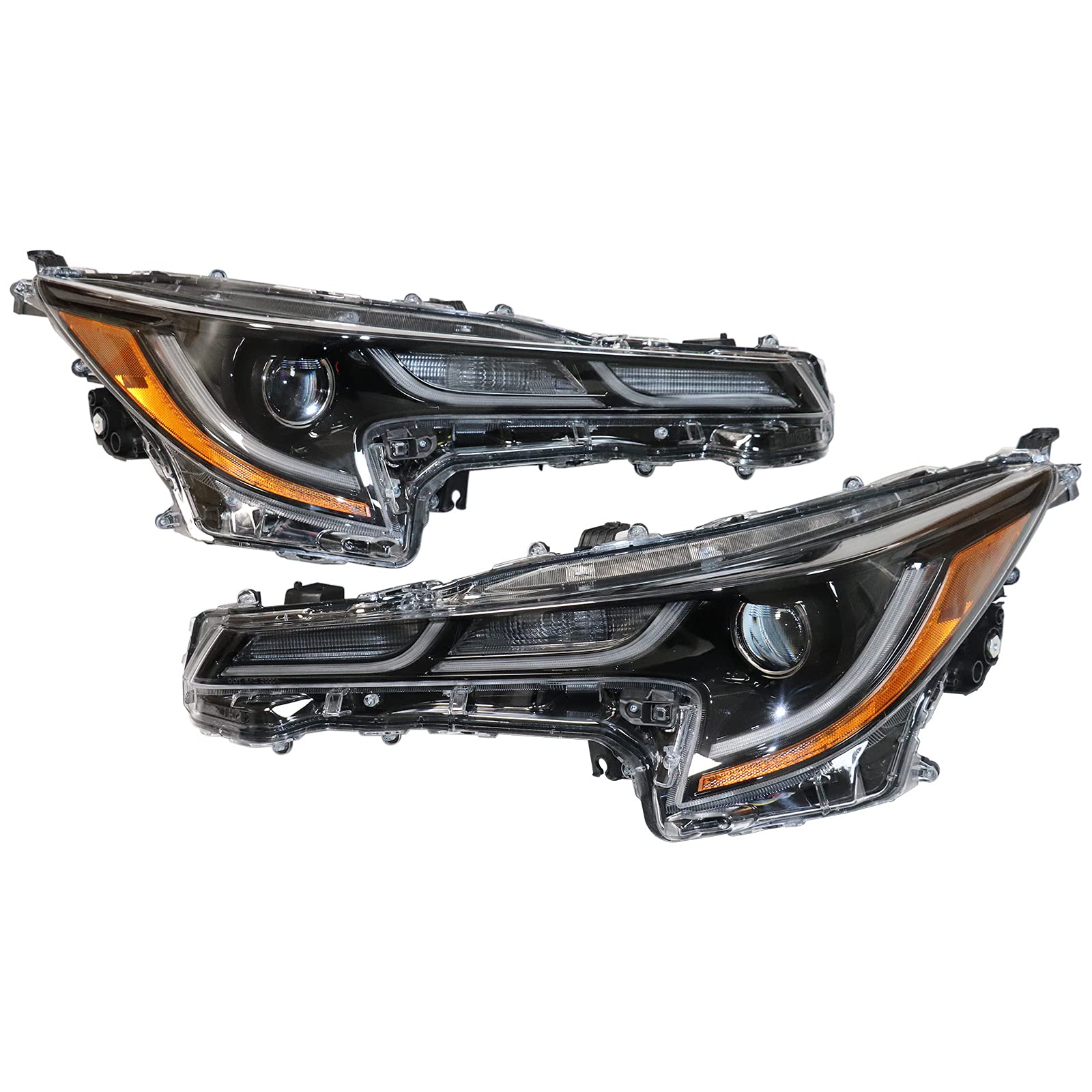 Guaopom LED Car Headlights Headlamp Drivers Passengers Side Car Headlights Compatible With For Toyota Corolla 2020-2021 Black Housing Halogen Lamp Left Right Side Headlamp Direct Replacement (L+R)