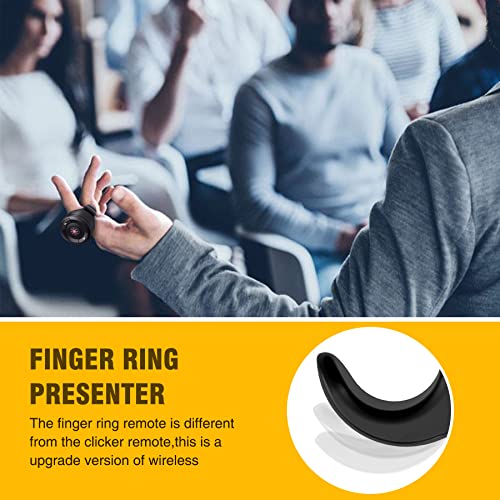Presentation Clicker USB Rechargeable Powerpoint Clicker, Finger Ring RF 2.4GHz Wireless Presenter Remote Clicker for Powerpoint Presentations for Mac Laptop PC