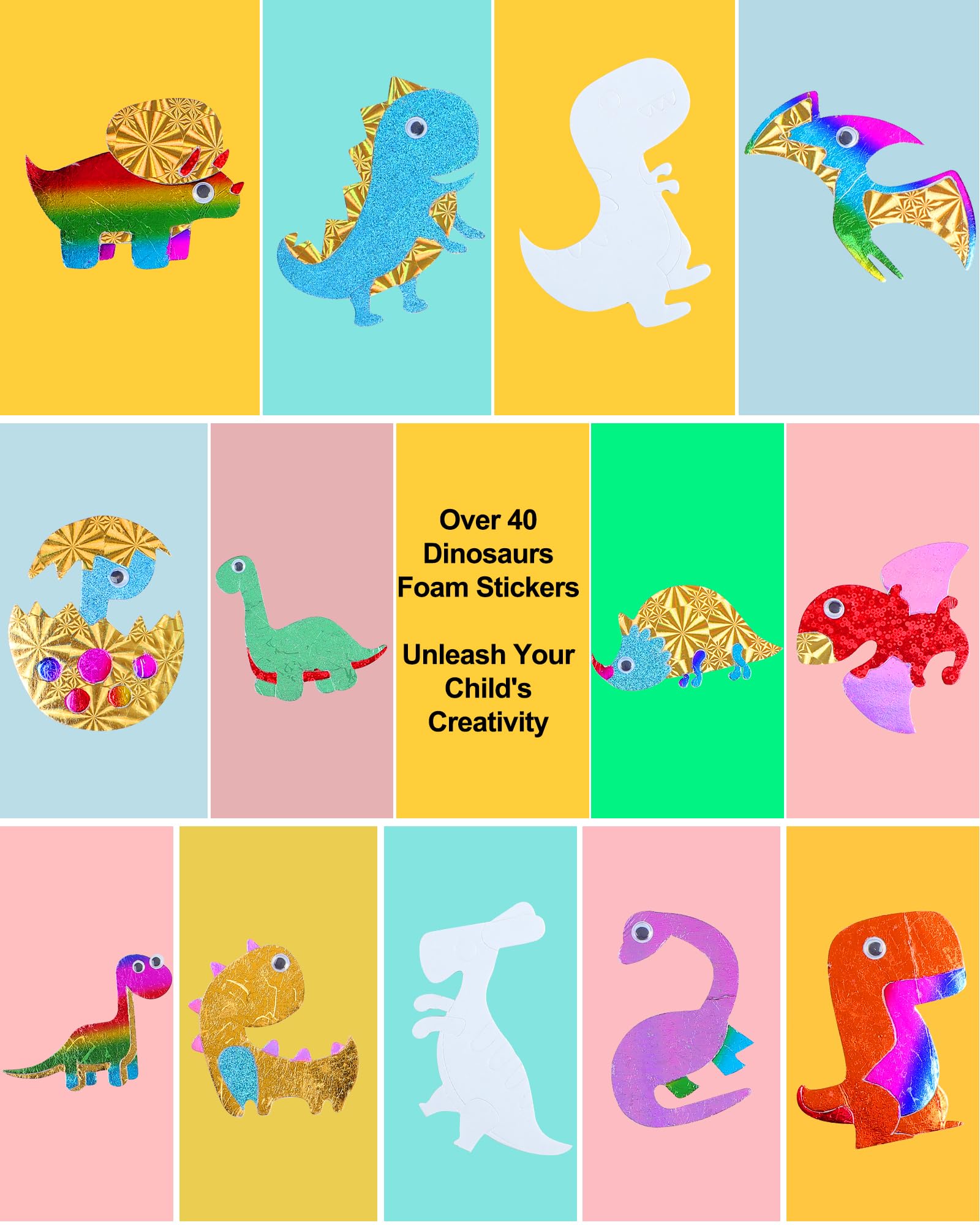 Ezelisy Foil Craft Kit for Kids - Fun Dinosaurs Art Activity for Boys Girls Ages 4-9