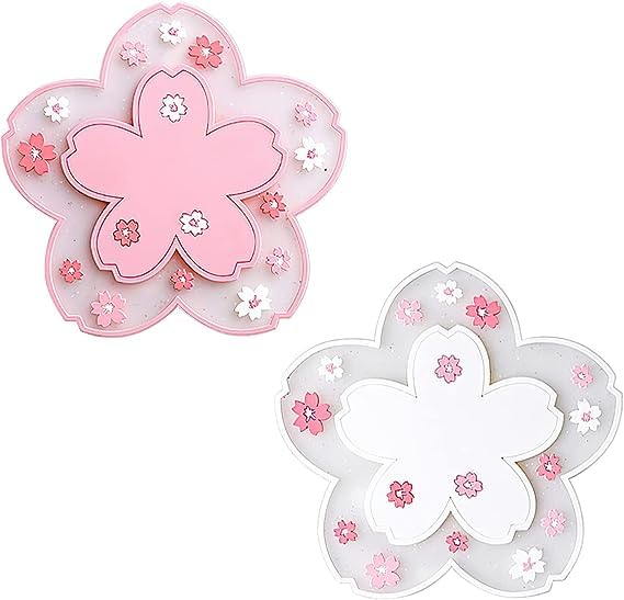 Cherry Blossom Coaster Pink and White Water Cup Coffee Coasters Durable Table Home Decoration 4.5x4.5 inch