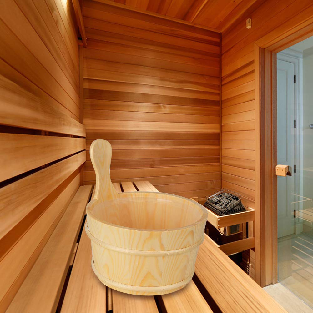 EVTSCAN Natural Sauna Wooden Barrel, Wooden Lined Hot Tub Barrel, Professional Sauna Spa Accessories, Bathroom Accessory Supplies