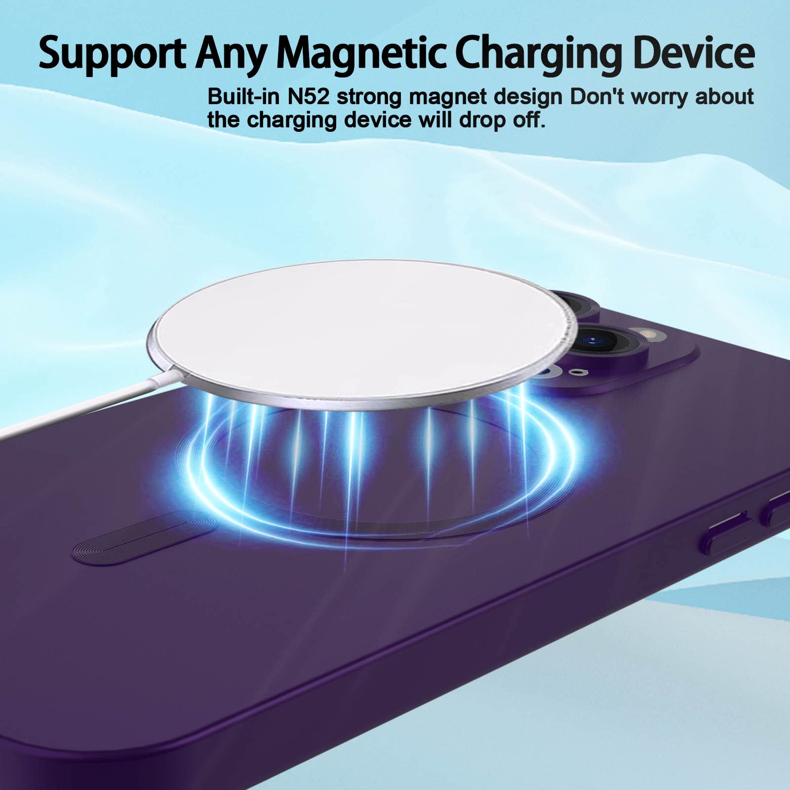 Womdakon Magnetic Case for iPhone 13 Pro Max Phone Case for Women, [Adaptation with Magsafe] Matte Luxury Soft Metallic Luster Design for iPhone 13 Pro Max 6.7'' with Camera Protector-Purple