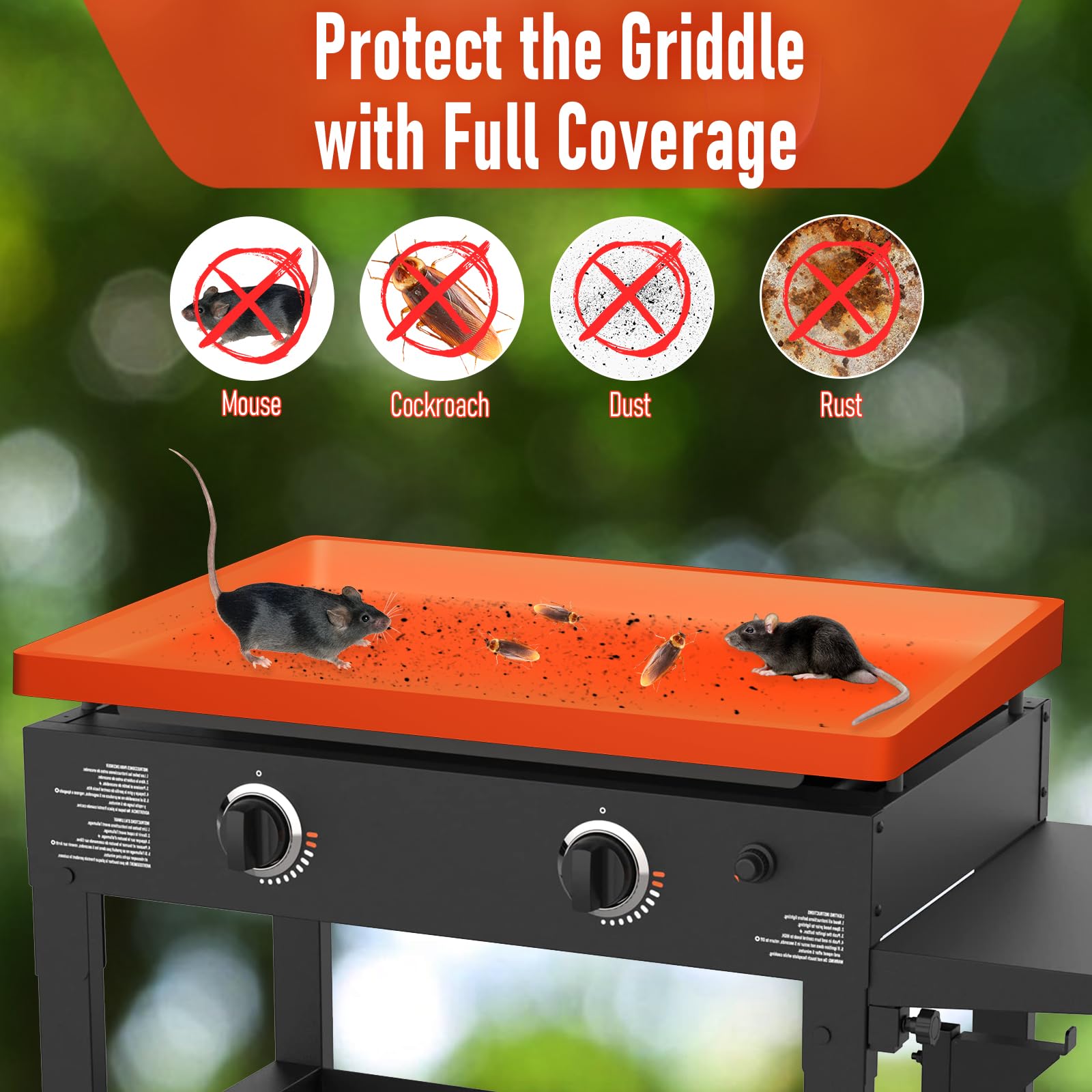 ShauBaby 28’’【Full Coverage Upgraded】Silicone Griddle Cover for Blackstone Griddle Protective Mat Cover Comes with 3pc Tools for Blackstone Accessories, Thicker Silicone Mat for Outdoor Griddle