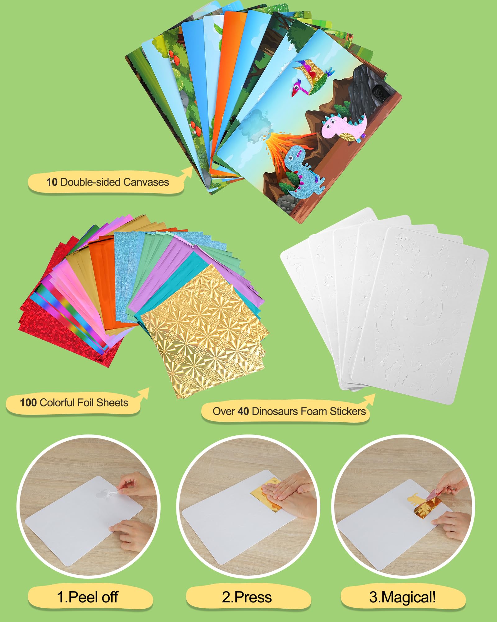 Ezelisy Foil Craft Kit for Kids - Fun Dinosaurs Art Activity for Boys Girls Ages 4-9