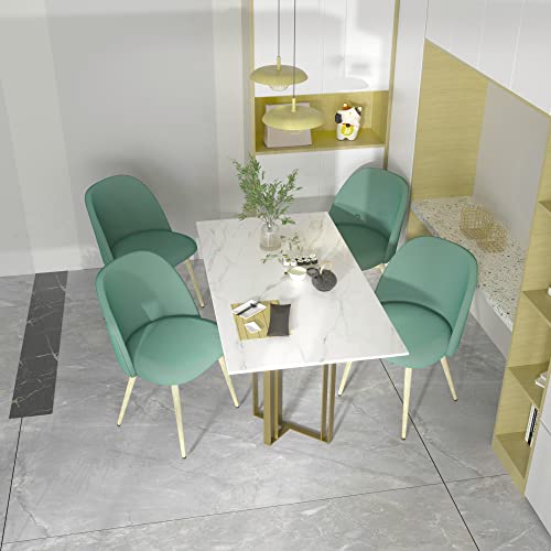 ExAchat Dining Chairs Set of 4, Velvet Dining Room Chairs Modern Kitchen Chairs with Backrest Wooden Style Metal Legs for Dining Room Living Room Restaurant Cafe Kitchen Green