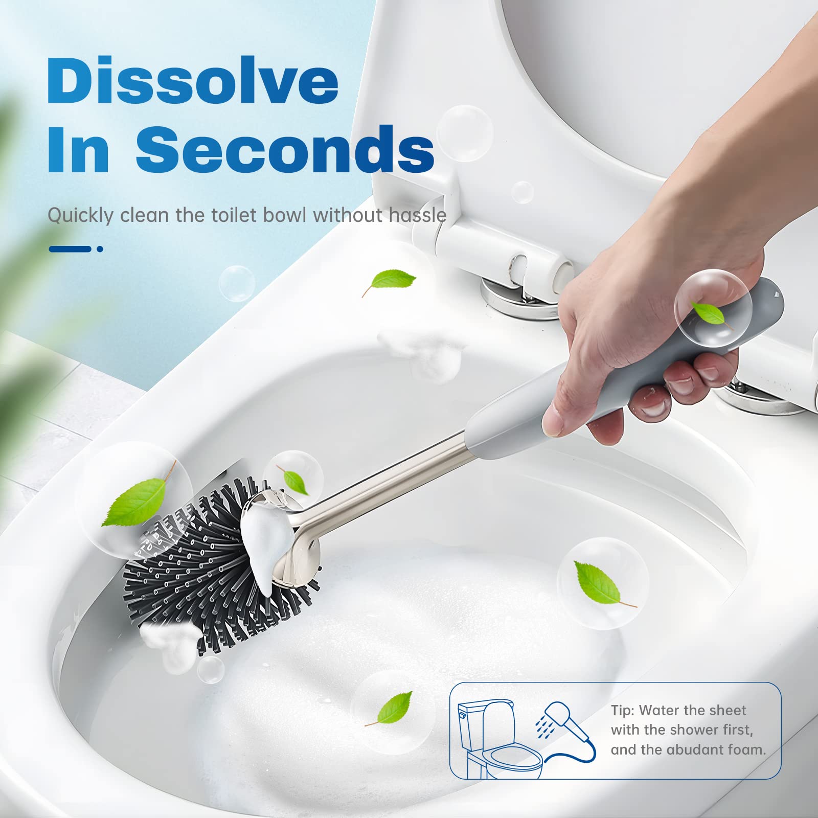 Vacplus Biodegradable Toilet Cleaning Strips - Plastic-Free, Pre-Measured Toilet Bowl Cleaner Sheets Remove Stains and Odors, 60 Pack