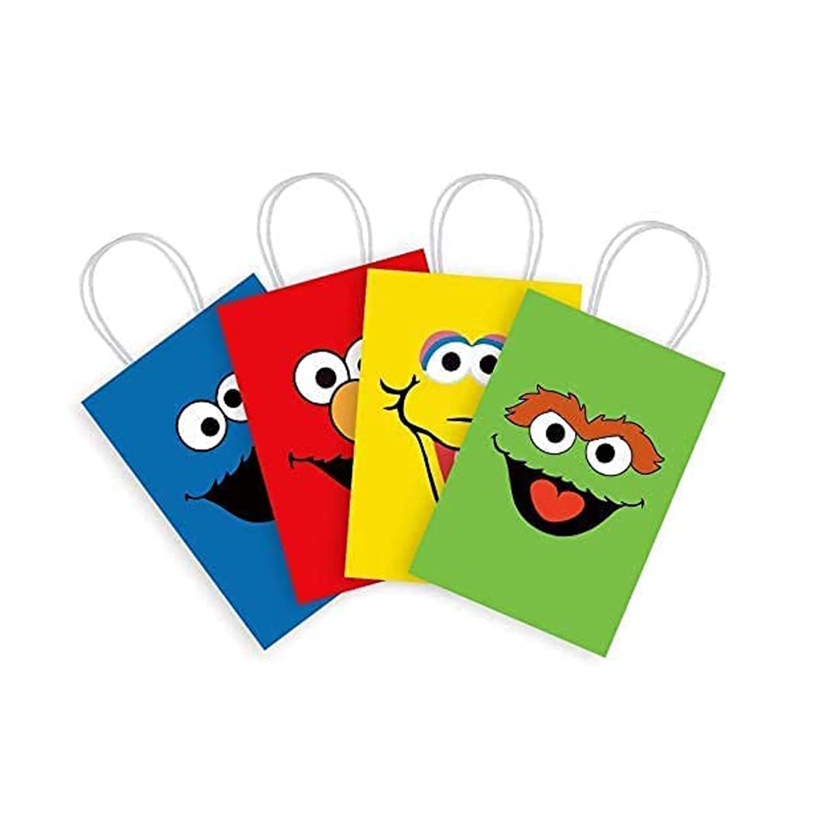 16 Packs Elmo Party Bags for Se-same Street Birthday Party Supplies, Including 4Patterns for Kids Birthday Party Decorations