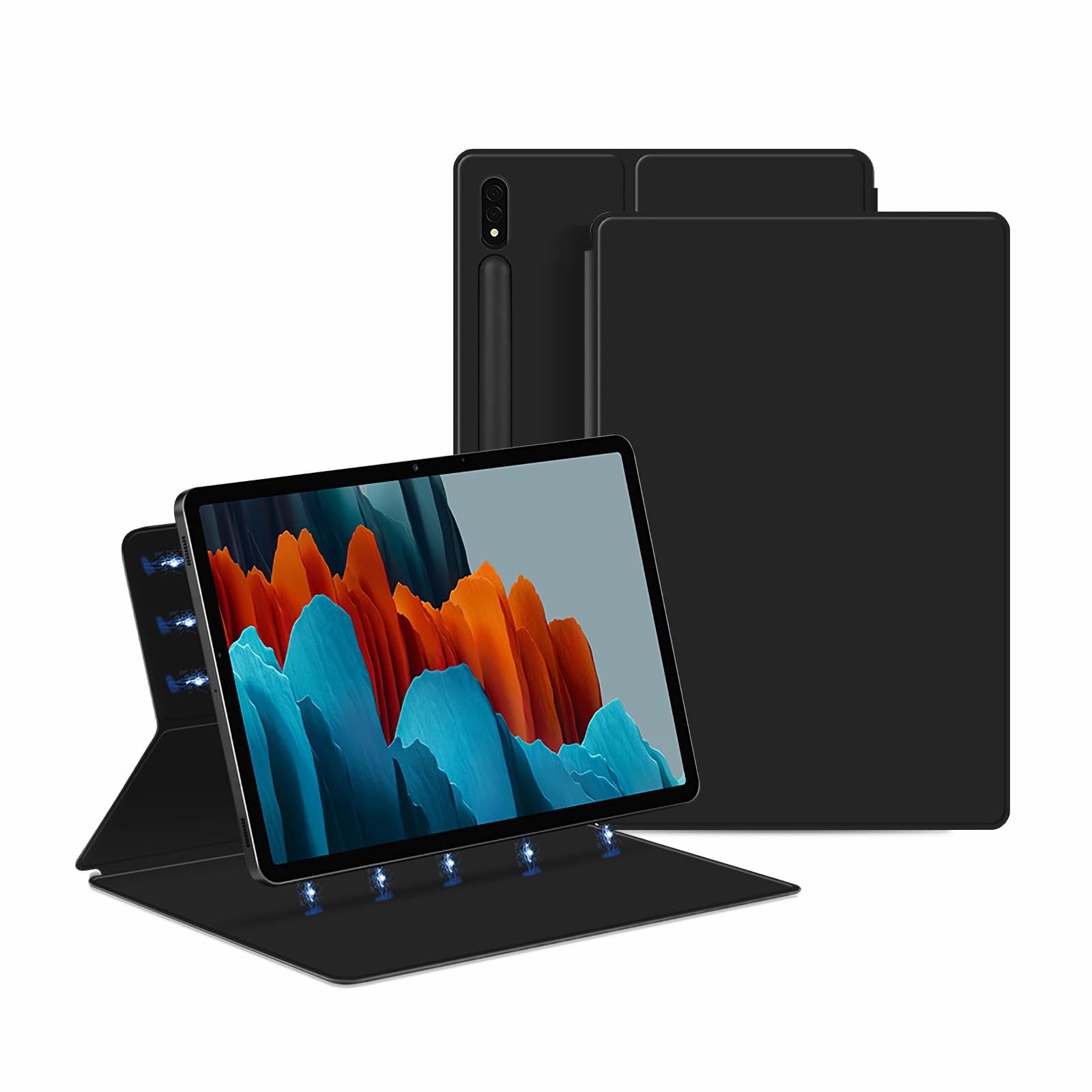 GYSDCAZ Magnetic Case for 2023 Samsung Galaxy Tab S9 Plus 12.4 Inch, Protective Cover for 2023 Samsung Tablet S9 Plus 12.4" with S Pen Holder, Slim Lightweight,Black