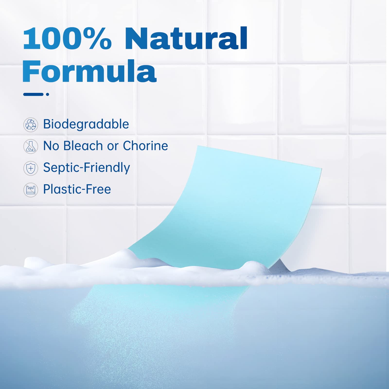 Vacplus Biodegradable Toilet Cleaning Strips - Plastic-Free, Pre-Measured Toilet Bowl Cleaner Sheets Remove Stains and Odors, 60 Pack