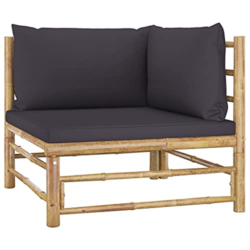 YAFF 12 Piece Patio Lounge Set with Dark Gray Cushions Bamboo-8226
