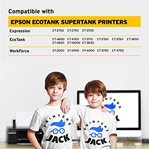 Printers Jack Sublimation Ink Refill for Epson EcoTank Supertank Printers ET-2720 ET-2760 ET-2750 ET-4700 ET-3760 400ml/Anti-UV/Upgrade Version/ICC Free