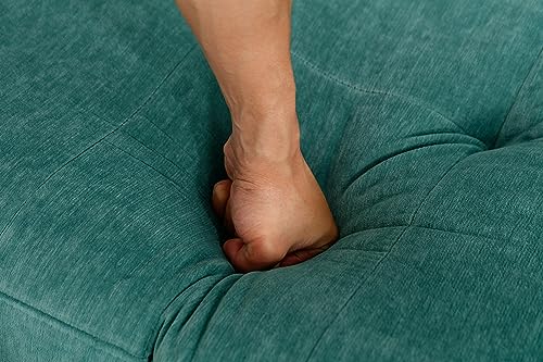 UBGO Living Room Furniture Sets,110" Large Sofa,U-Shape Sectional Chaise Lounge and Convertible Ottoman,Velvet Couches for Apartment,Office (Green)