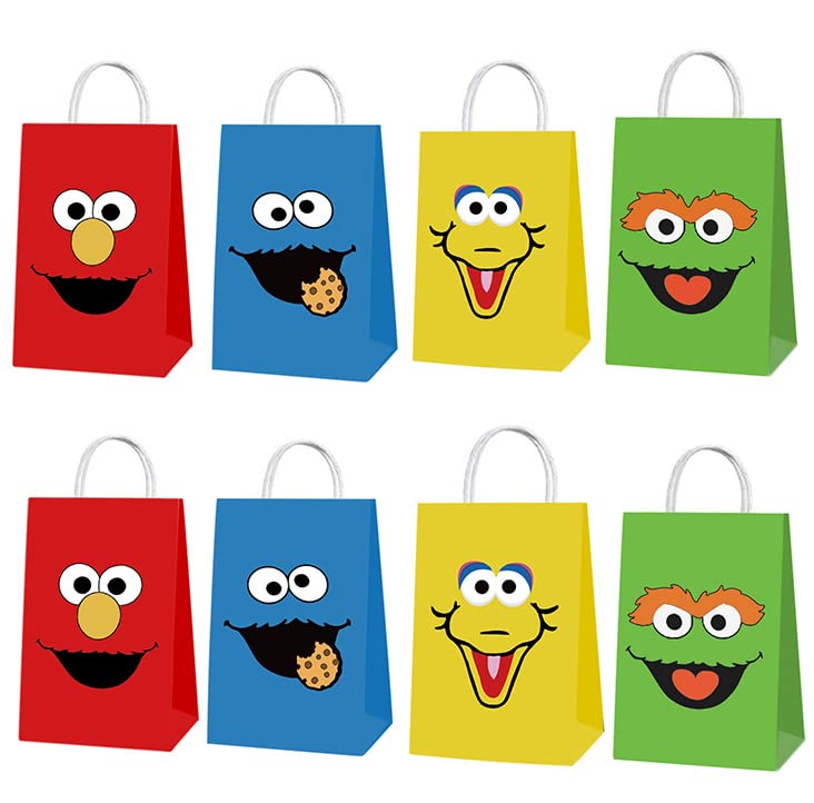 16 Packs Elmo Party Bags for Se-same Street Birthday Party Supplies, Including 4Patterns for Kids Birthday Party Decorations