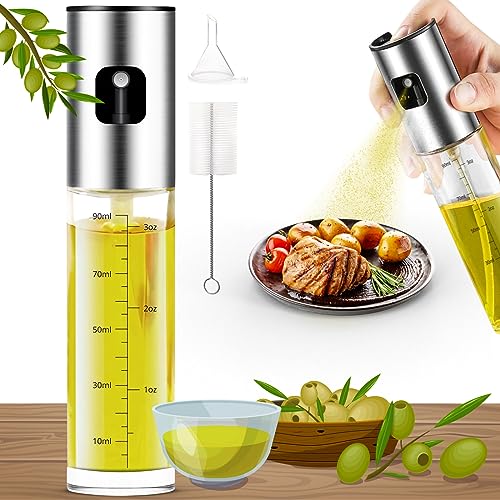 Oil Sprayer Mister for Cooking, kitchen Oil Sprayer Olive Oil Spray Bottles, 3.4-Ounce Capacity Food Grade Glass Bottle Oil Spritzer for Air Fryer, Salad, BBQ, Baking, Roasting, Grilling, Frying-1Pack