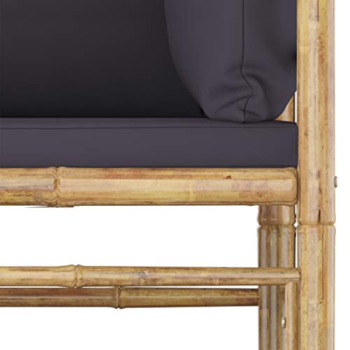 YAFF 12 Piece Patio Lounge Set with Dark Gray Cushions Bamboo-8226