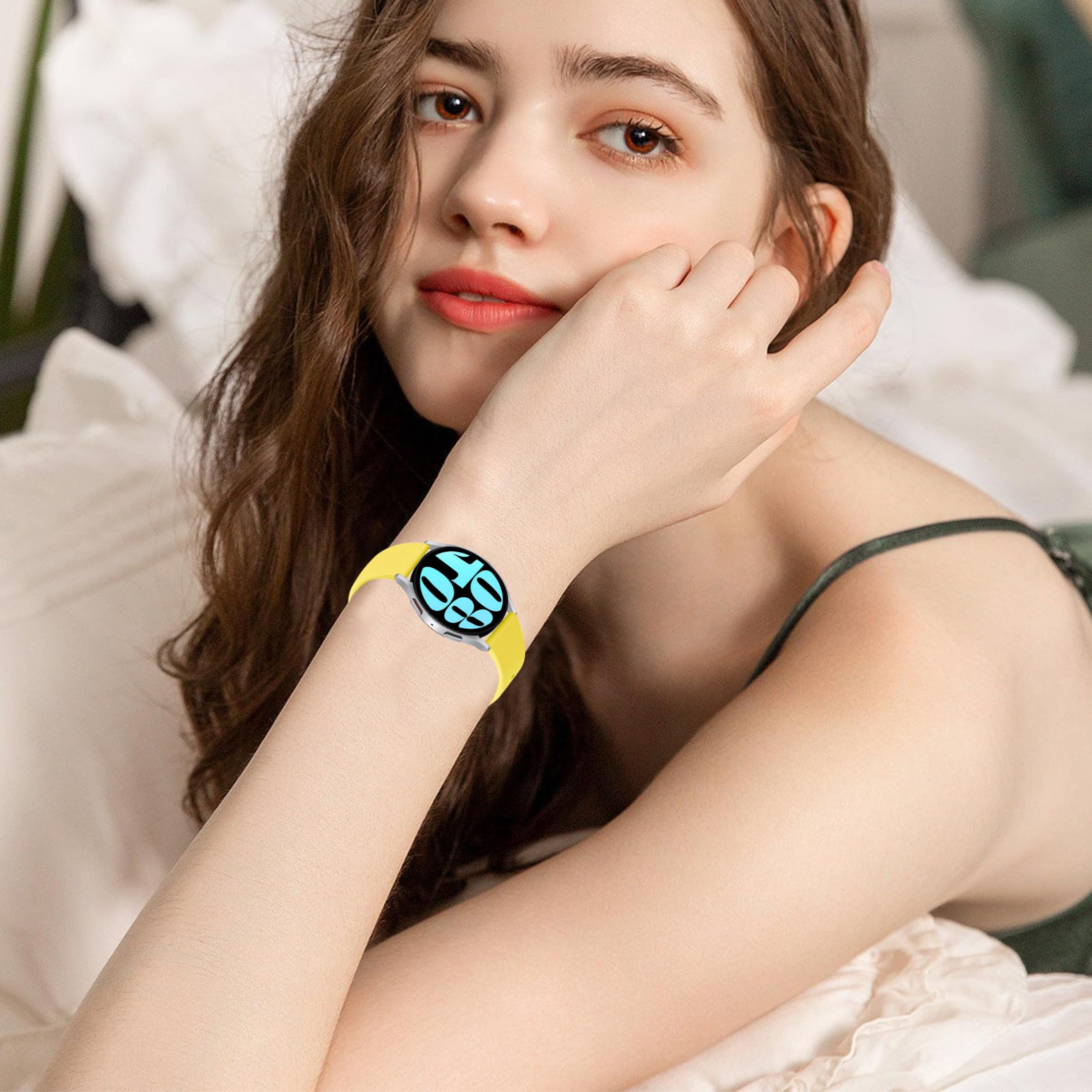 Sport Band for Samsung Galaxy Watch 7/6/5/4/FE Band 40mm 44mm/Galaxy Watch 6 Classic 47mm 43mm/4 Classic 46mm 42mm/Active 2/Watch 5 pro 45mm/3 41mm Women/Men,20mm Silicone Strap Correa Wristbands 4PCS
