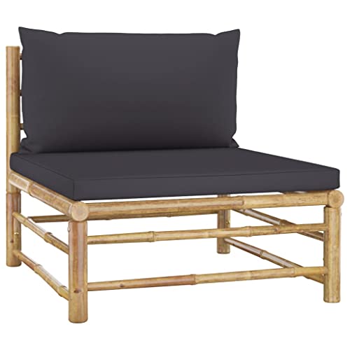 YAFF 12 Piece Patio Lounge Set with Dark Gray Cushions Bamboo-8226