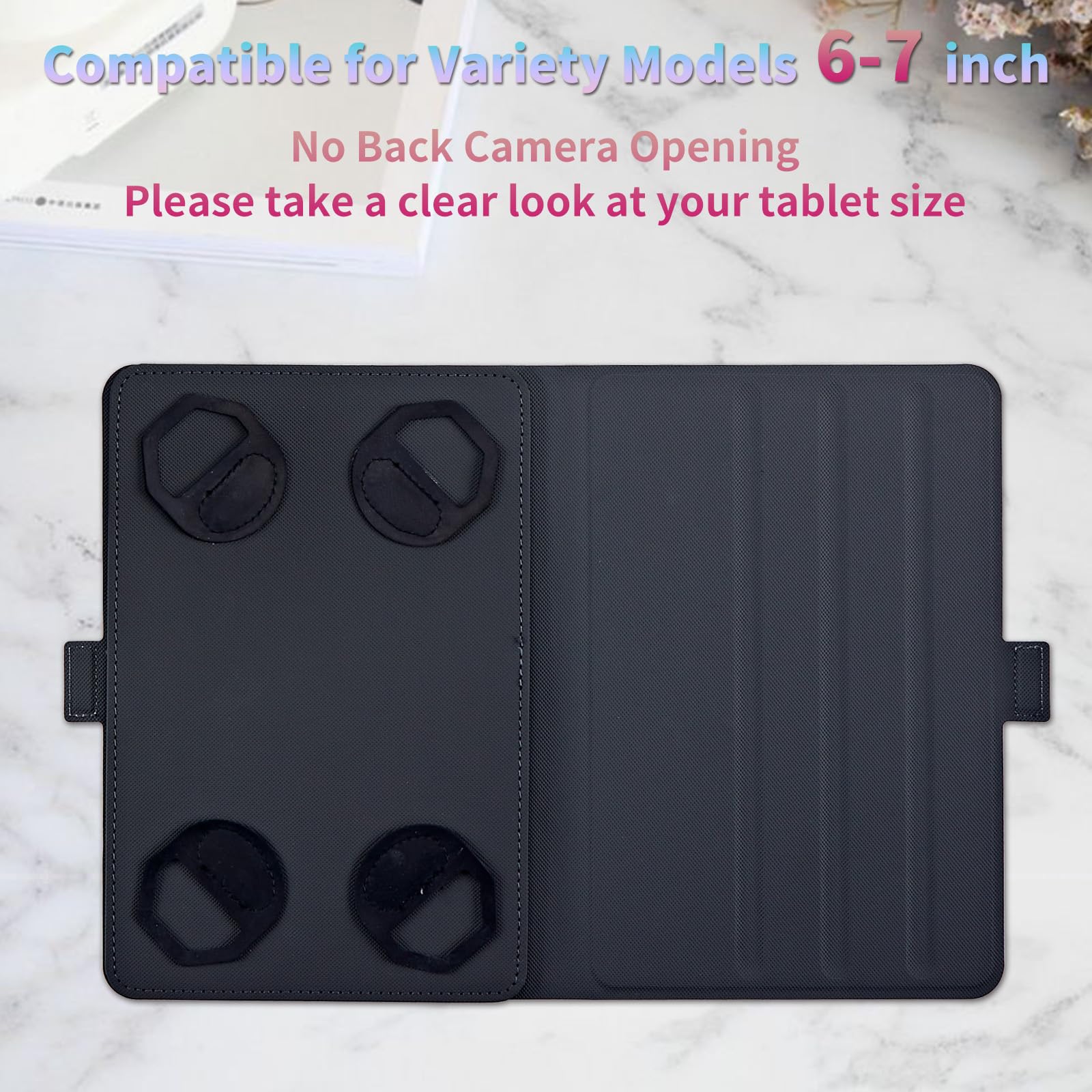 HEAKIERG Universal Tablet Case for New Kobo Libra 2 7" 2021 & 6" Kobo Clara 2E 2022, Lightweight Flip Stand and Adjustable Protective Cover Case for 6"-7" Tablet, Skull Rose