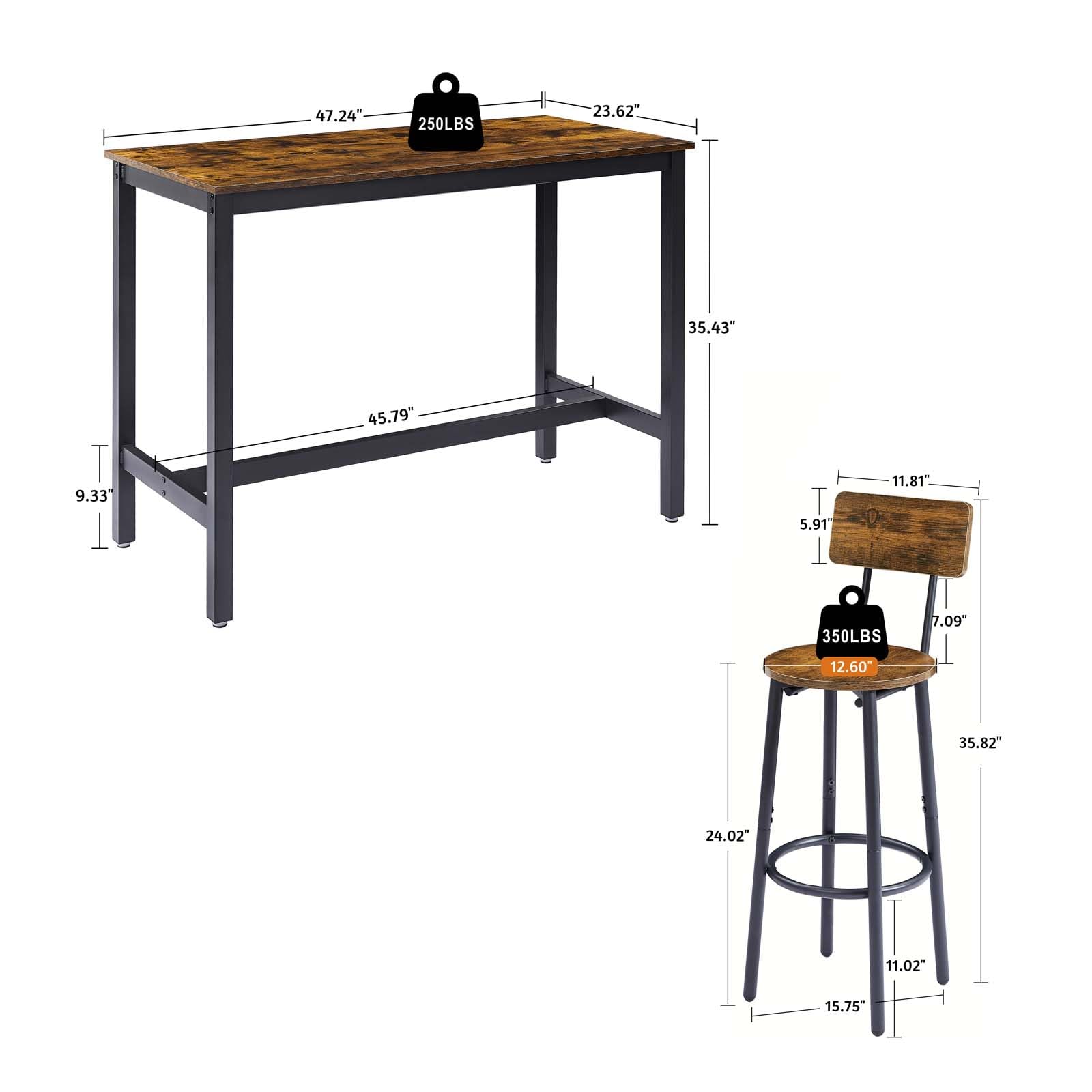 DUNTRKDU 5 PCS Dining Table Set, Modern Kitchen Table and Chairs for 4, Wood Pub Bar Table Set Perfect for Breakfast Nook, Load-Bearing 350 lbs, Small Space Living Room