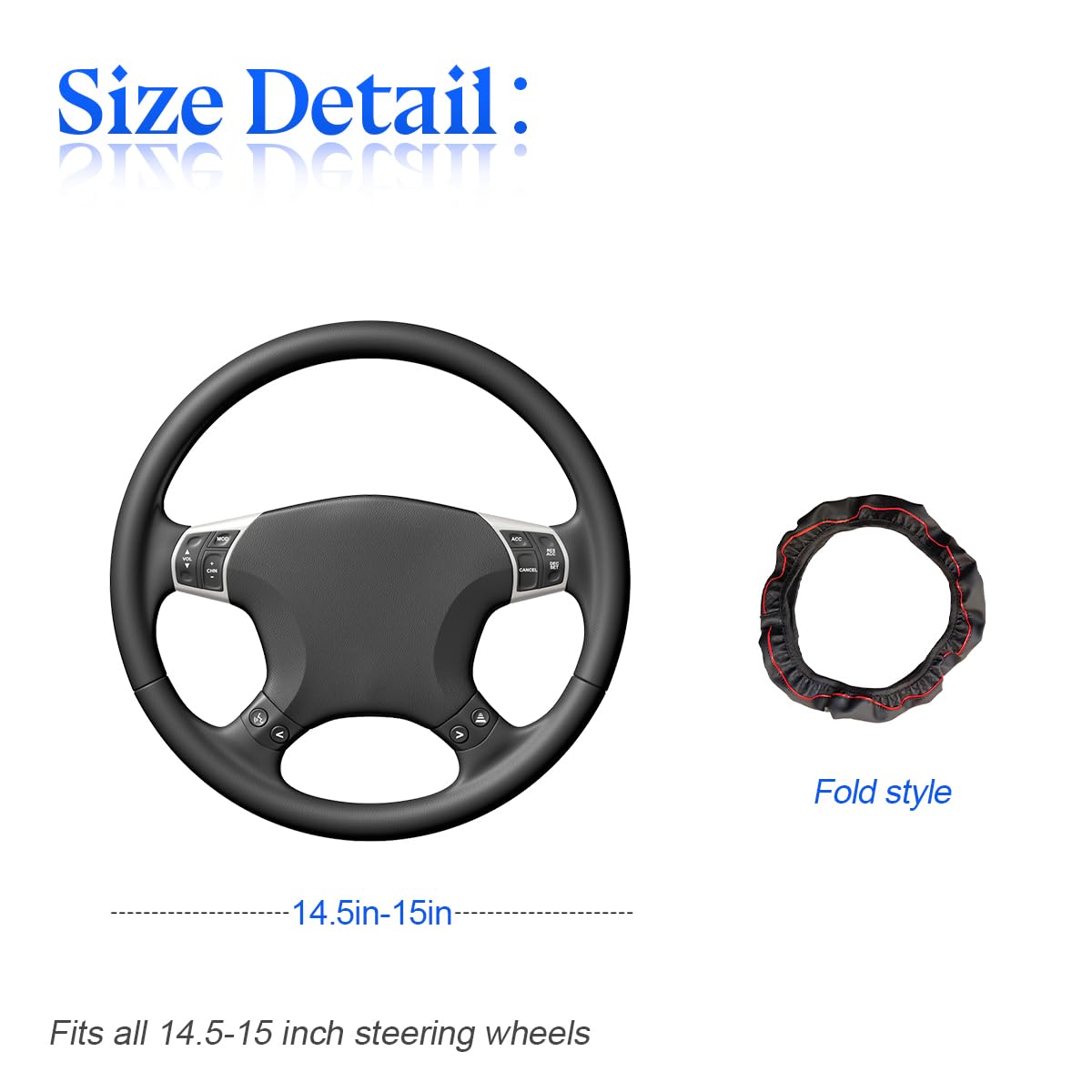 zipelo 14.5"-15" Car Steering Wheel Cover, Auto Interior Wheel Protector with Durable Soft Breathable Anti-Slip Linging Leather, Universal for Vehicles Trucks SUVs Accessories for Women (Style7-Blue)