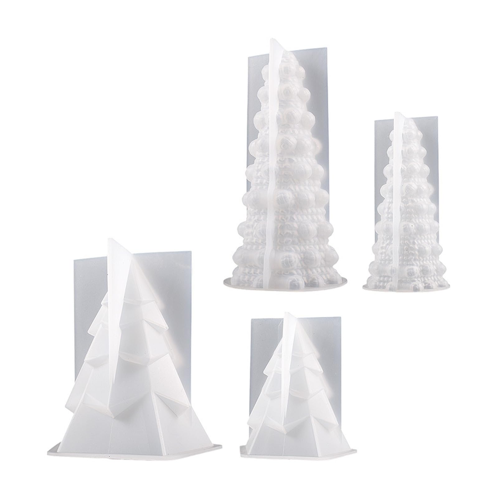 Xidmold 4pcs Christmas Tree Resin Molds, 3D Christmas Tree Silicone Mold for Fondant, Candle, Soap, Bath Bomb, Plaster, Epoxy Resin, Xmas Crafts