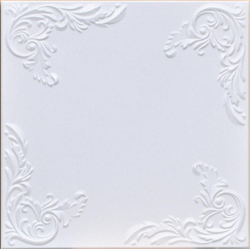 Styrofoam Ceiling Tiles 8pc Pack - Marseille White Foam Decorative Ceiling Tiles- Glue Up Application