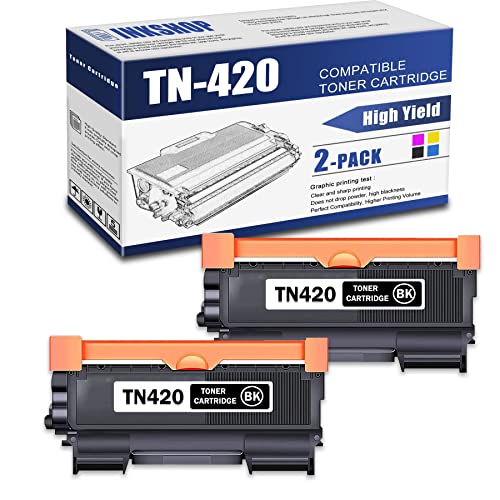 TN420 Compatible TN-420 Black Toner Cartridge Replacement for Brother TN-420 DCP-7060D DCP-7065DN Intellifax 2840 MFC-7240 HL-2130 HL-2132 Toner.(2 Pack)