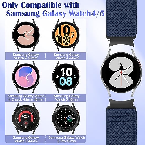 Compatible with Samsung Galaxy Watch 5 40mm 44m /Galaxy Watch 4 Band 40mm 44m/Watch 5 Pro Band 45mm/Watch 4 Classic Strap 42mm 46mm, 20mm Soft Elastic Wristband Women Men (5 Pack)