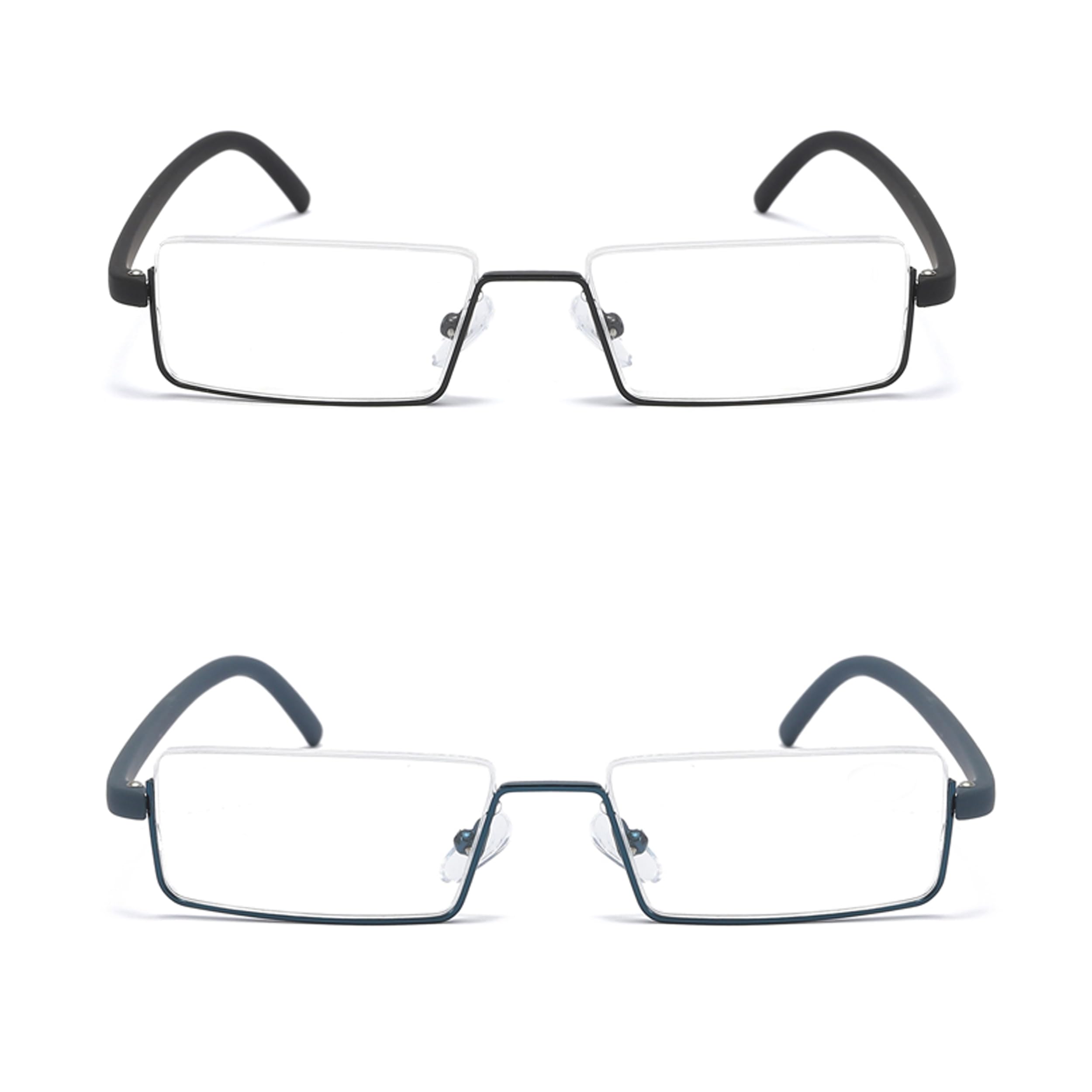 COVESATO 2 Pack Half Frame Reading Glasses for Men and Women Lightweight Computer Readers with Portable Case 3.00