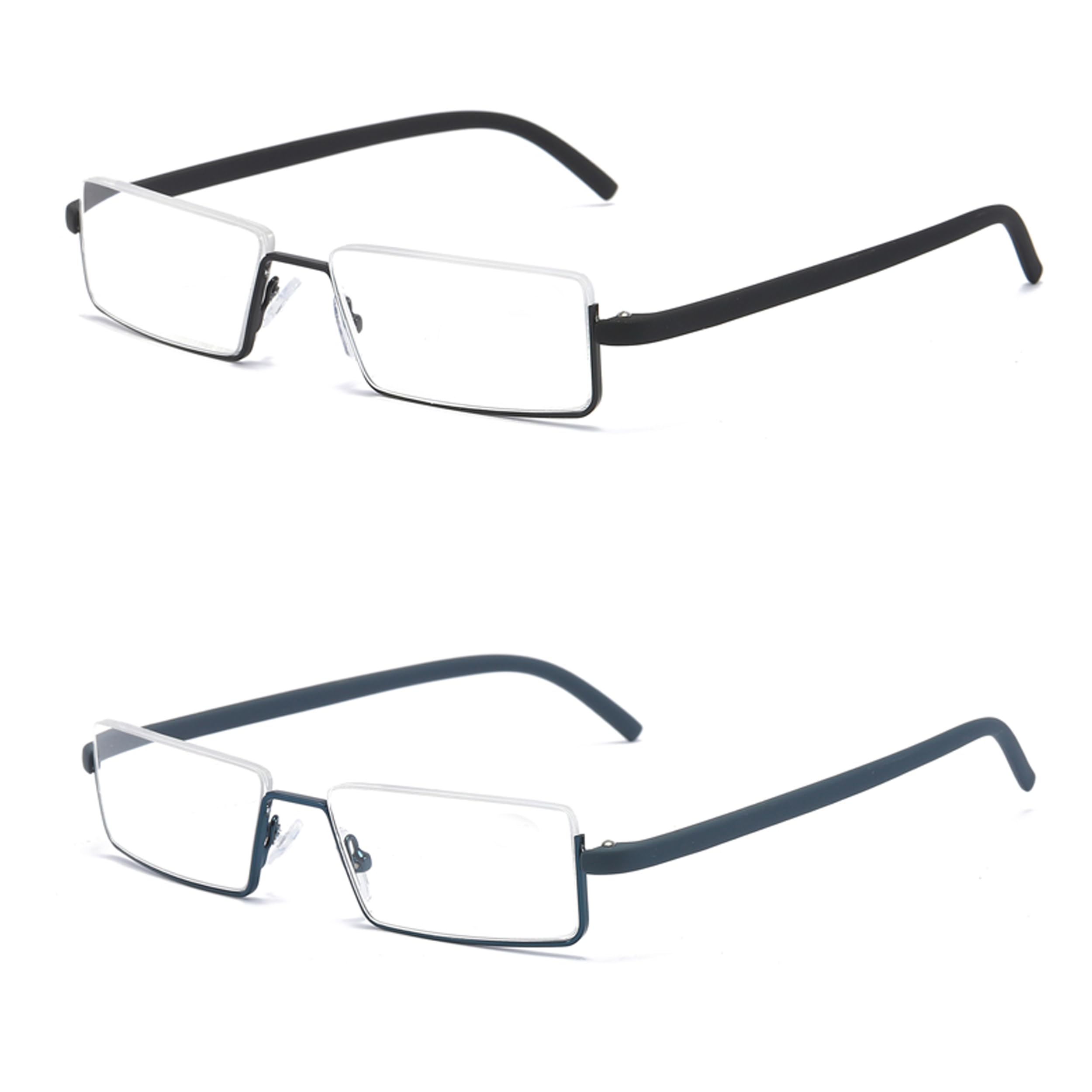 COVESATO 2 Pack Half Frame Reading Glasses for Men and Women Lightweight Computer Readers with Portable Case 3.00